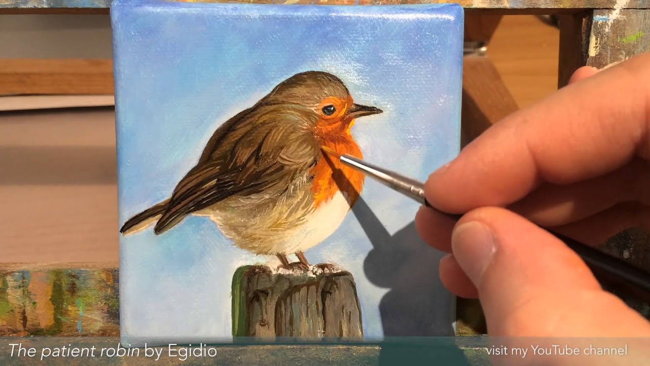 Speed painting - How to paint a robin (part III) - YouTube