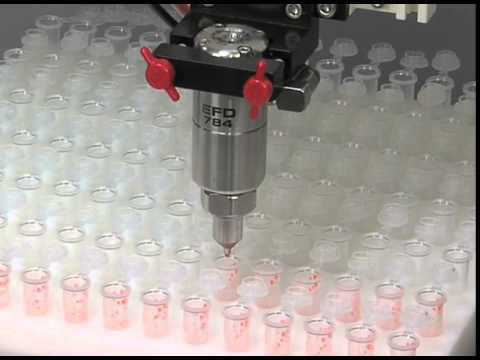 784 Aseptic Spray Valve Coating Medical Vials- Nordson EFD - YouTube