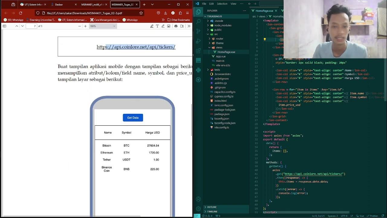 Tugas 2 Pemrograman Berbasis Perangkat Bergerak (Get Data Axios) - YouTube