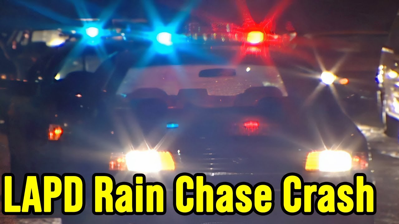 High Speed LAPD Police Chase In The Rain Ends In LAPD Patrol Car Crash ...