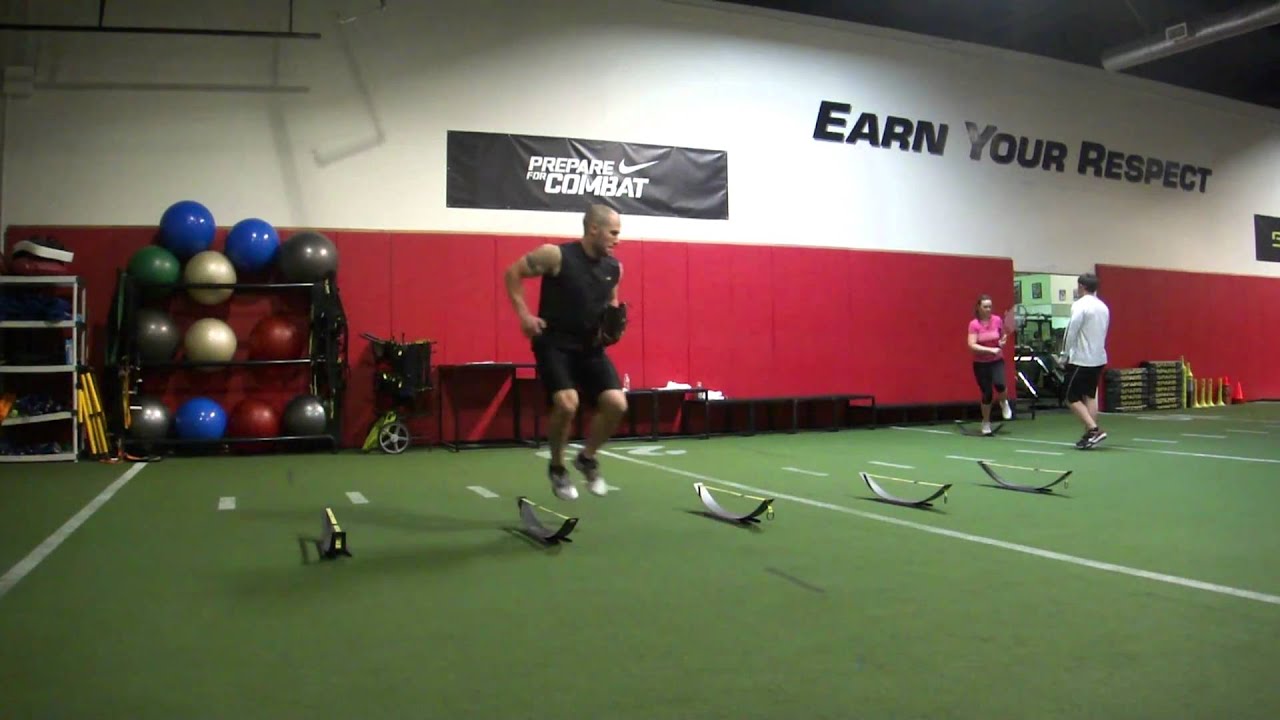 Skip Schumaker performs 5 Hurdle Agility Drill - YouTube