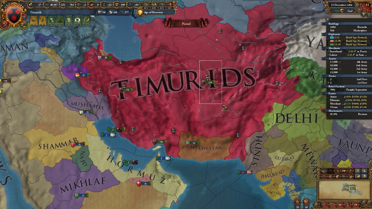 EU4 VH Timurids into Yuan 1 - YouTube