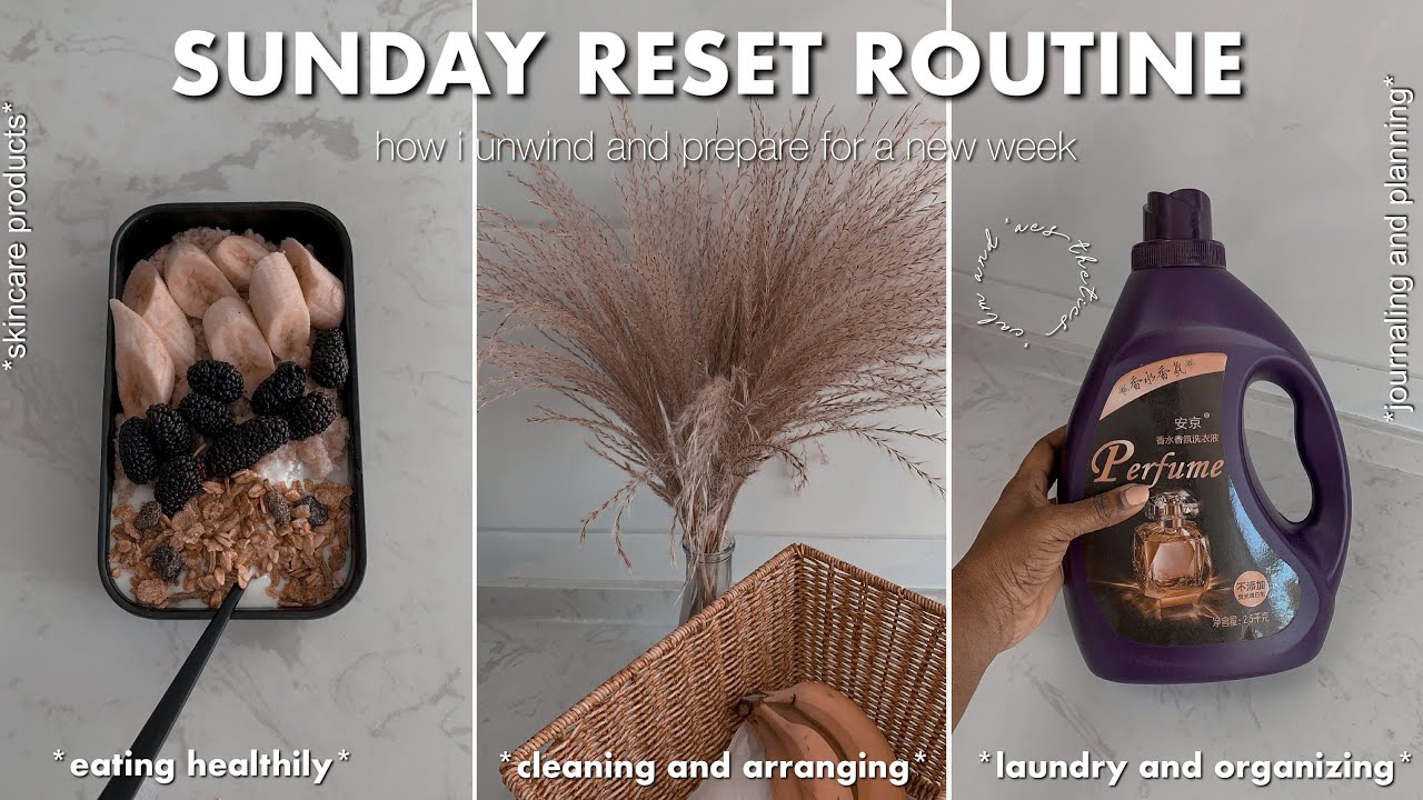 SUNDAY RESET ROUTINE🌱 | deep cleaning + laundry & organizing + new skin ...