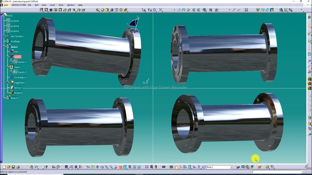 CATIA V5 PRACTICE TUTORIAL-26, FLANGE MODEL DESIGN - YouTube