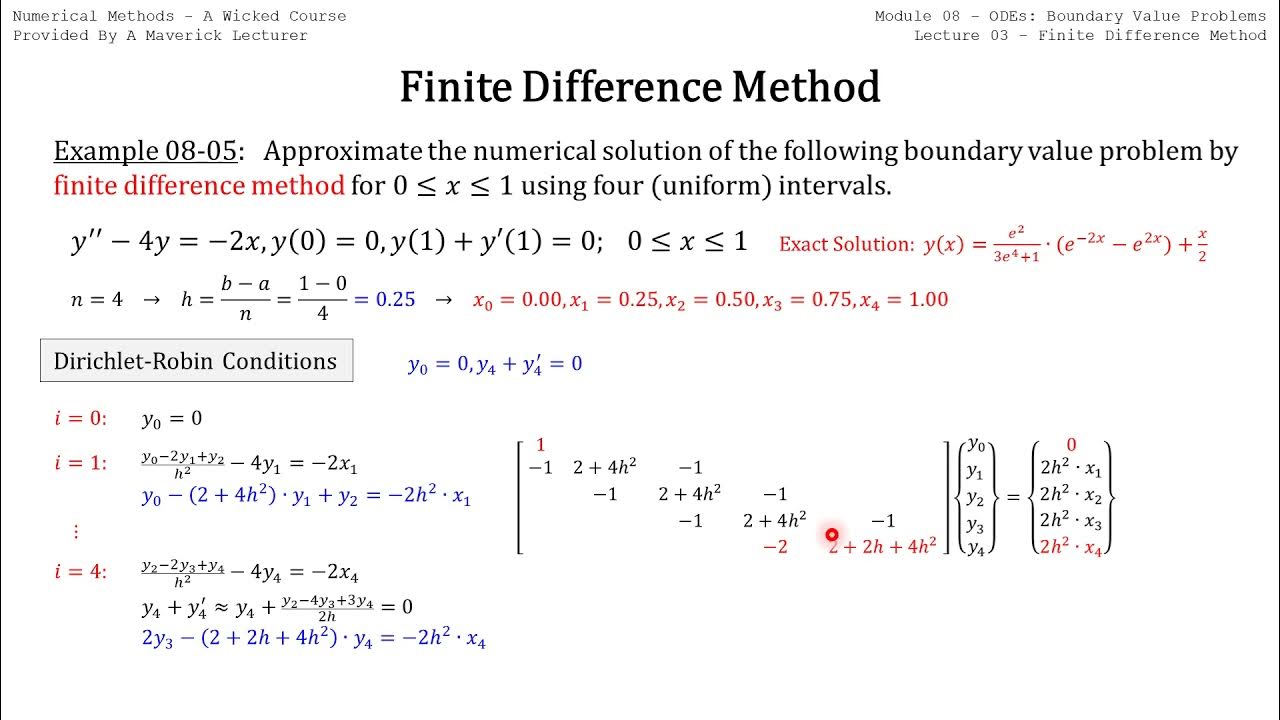 Numerical Methods 08-03 D) Finite Difference Method: Dirichlet-Robin ...