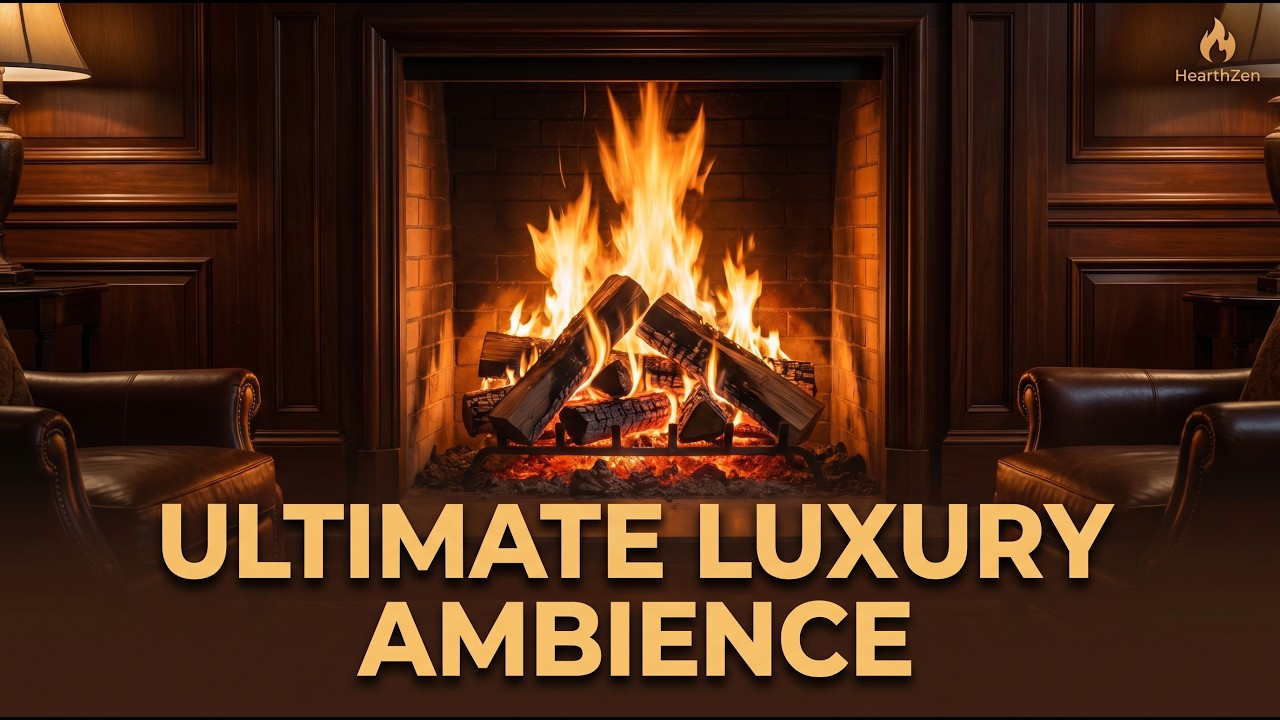 Living Room Fireplace with Real Fire Sound - YouTube