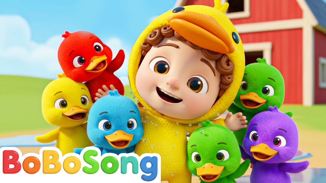Five Little Ducks 🦆 Learn Colors with Bobo 🎨 | Nursery Rhyme for Kids 🎶 ...