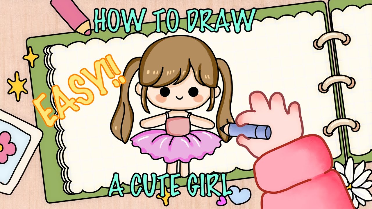 Cute and Very Very Easy Girl Drawing Step by Step Tutorial for kids and ...