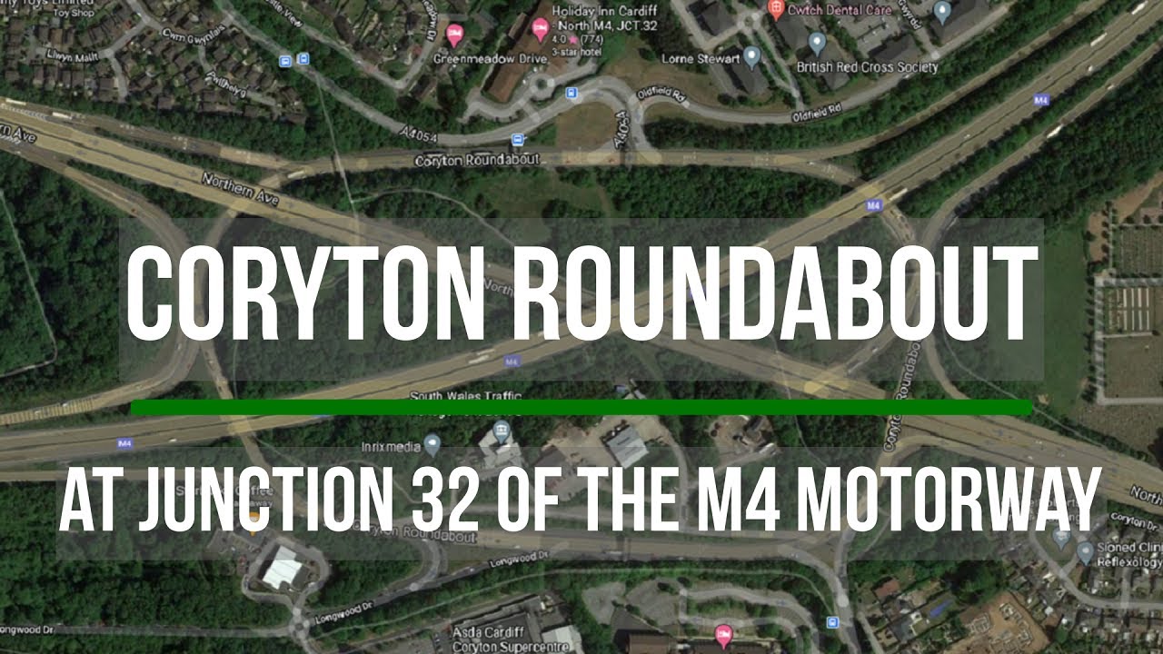 Coryton roundabout at junction 32 of the M4 motorway, Whitchurch ...
