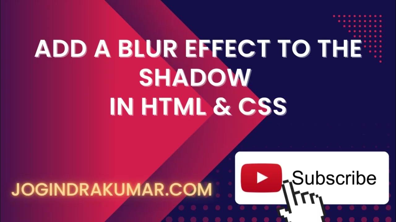 Add a blur effect to the shadow #html #css #shadow #blur #effects @codewithjk - YouTube