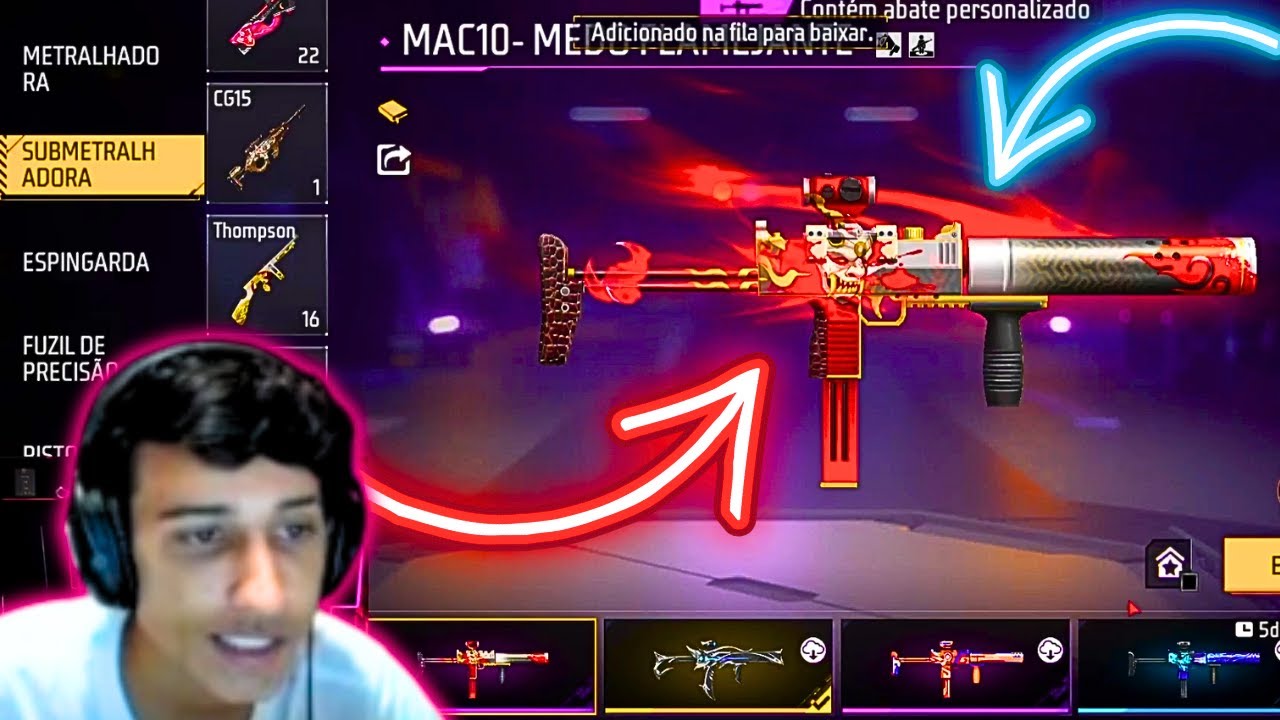 FOI SÓ O BAK BOTAR ESSA SKÍN DE ARMA QUÊ ELE FEZ ESTRÁGO NO FREEFIRE Ê ...