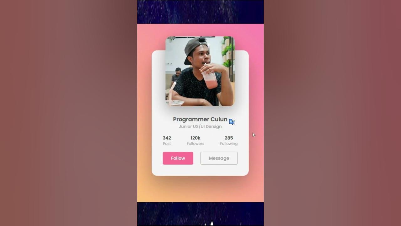 Animasi Profil Card Html Dan Css Html Css Javascript Htmldasar Css3 Javascriptengineer