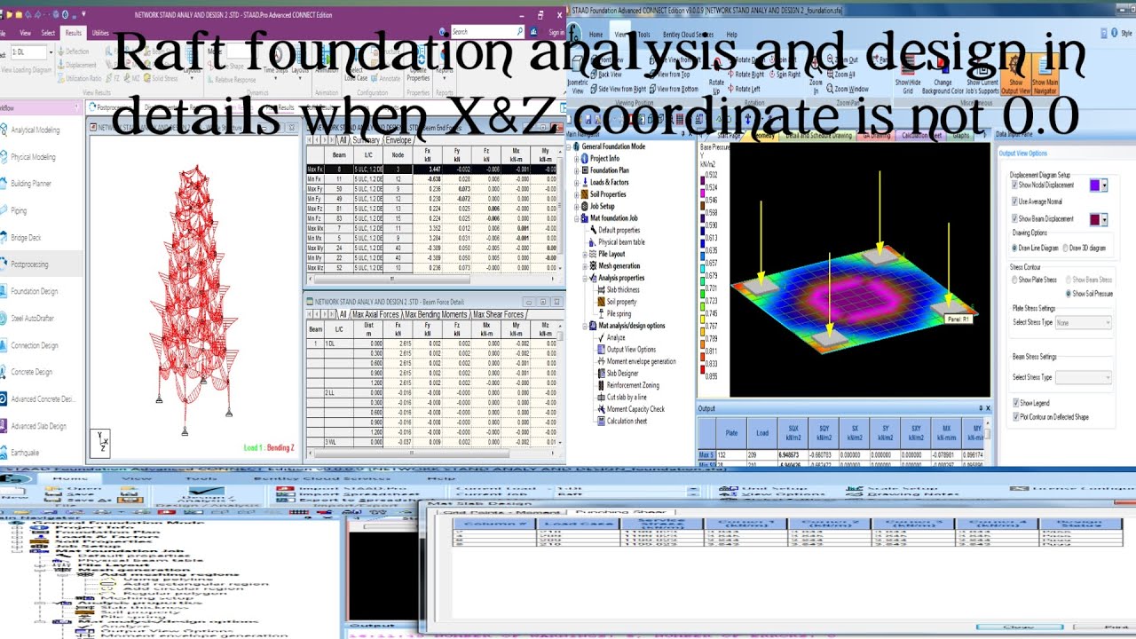 Raft Foundation Analysis + Design + Checking Punching Shear + Print in ...
