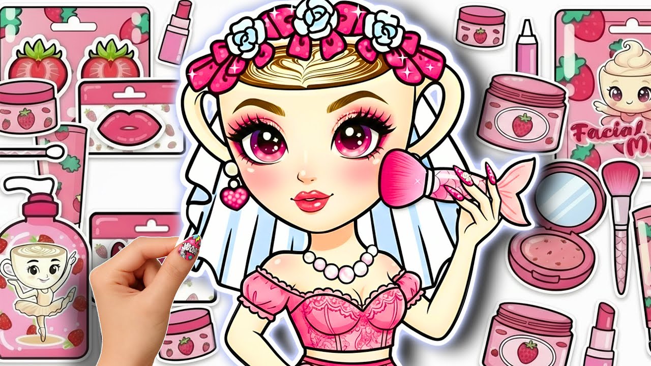 💋PAPER DIY ️She Turns Into a Strawberry Princess 🍓👑 Makeup Story | Remi ...