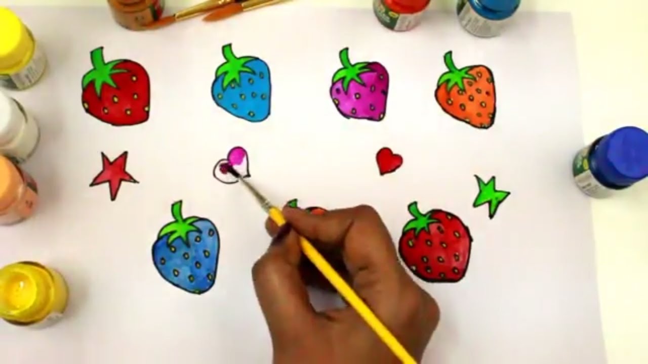 Fruits colouring Pages for Kids | Drawing Fruits Strawberry and ...