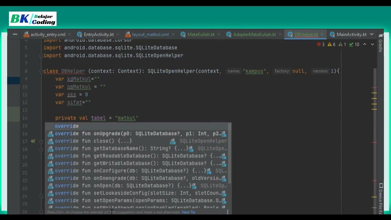 Dpm13 Menambahkan Class Dbhelper Youtube