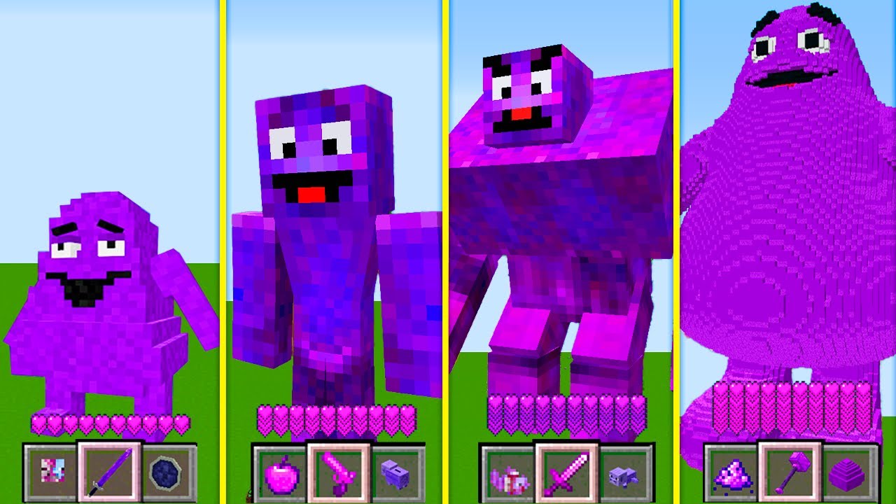 MINECRAFT - GRIMACE SHAKE EVOLUTION FROM NOOB TO PRO BUILDING! HOW TO ...