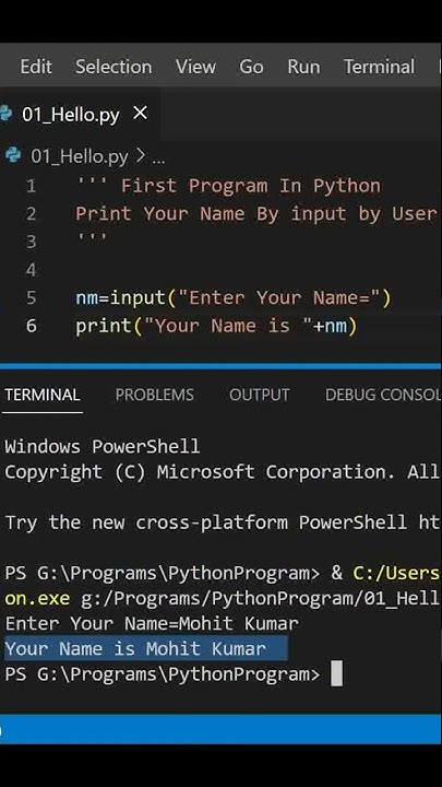 Fitst program in Python | Python programming #python #firstprogram - YouTube