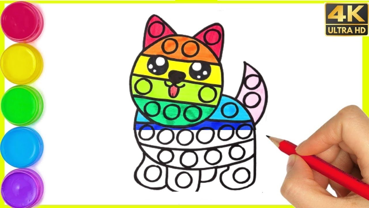 Drawing and Coloring a Dog POP IT 🐶🐕🔴🟠🟡🟢🔵🟣🌈 Drawings for Kids - YouTube