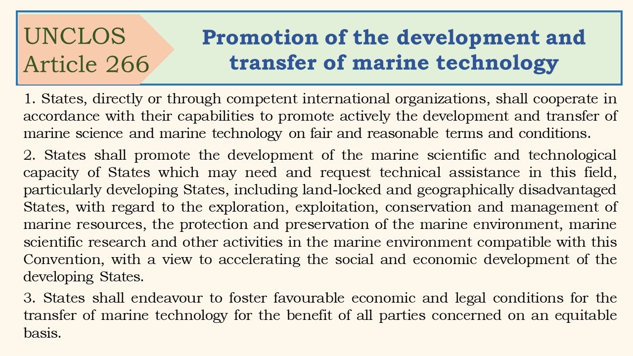 UNCLOS, Article 266, Promotion of the development and transfer of ...