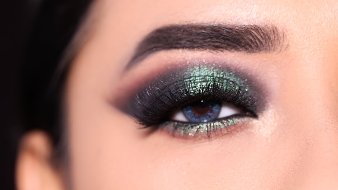 Green Smokey eye Makeup For Valentines Day || Night time Eye Makeup ...