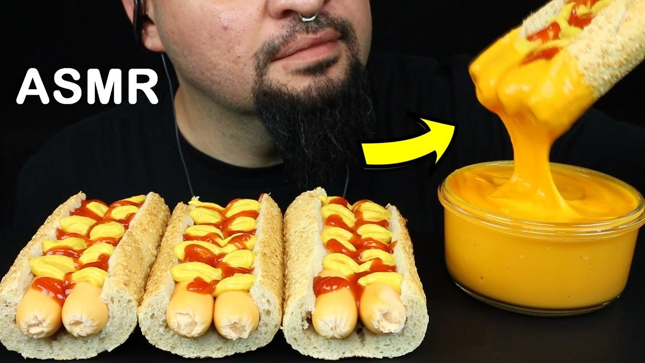 ASMR CHEESY DOUBLE HOT DOGS MUKBANG (No Talikng) EATING SOUNDS - YouTube