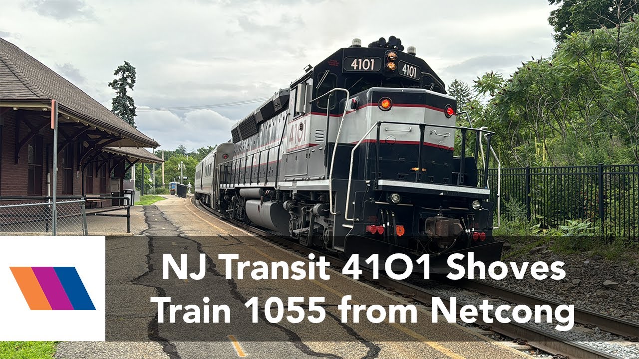 NJ Transit GP40PH-2 41O1 Shoves MOBO Train 1055 to Port Morris Yard ...
