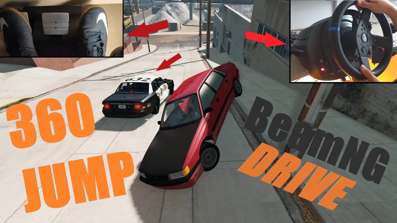 BeamNG Drifting - Crazy 360 Jump Entry (Steering Wheel & Pedals Gameplay) - YouTube