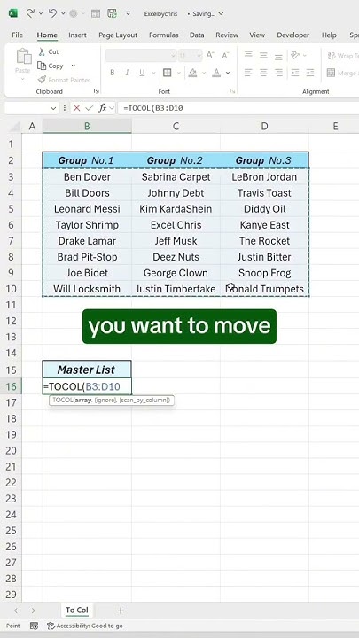 How to consolidate data in Excel using =tocol.#excel #exceltips #exceltricks #workhacks # ...