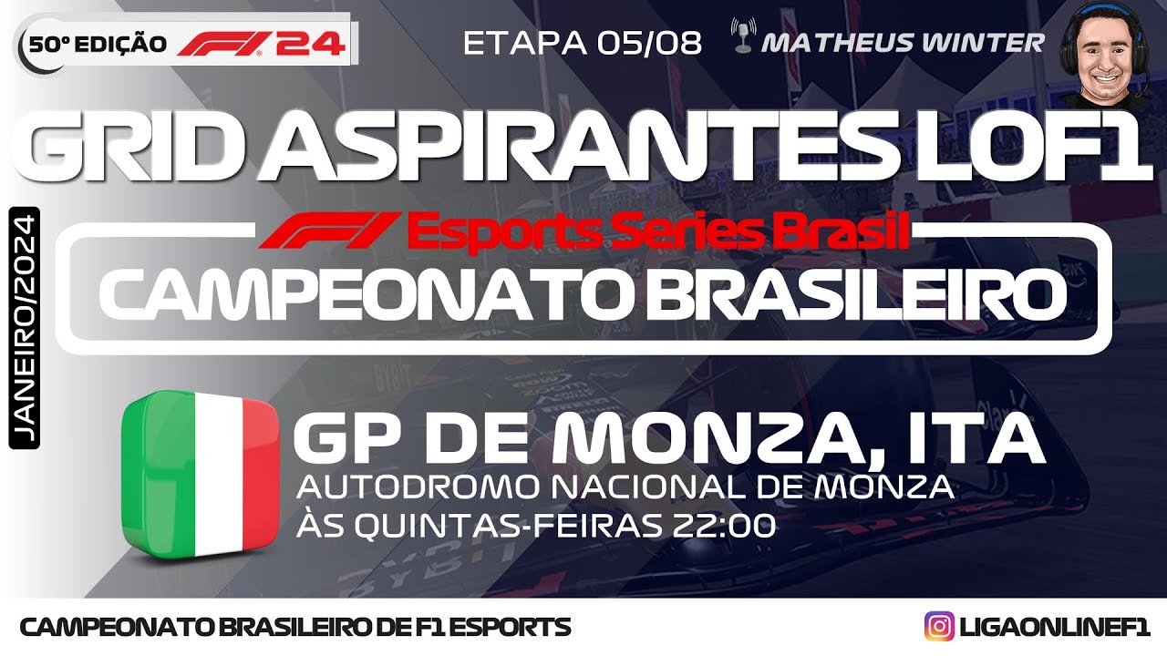 GP DE MONZA, ITA - ETAPA 5/8 DA 50ª EDIÇÃO - BRASILEIRO DE F1 ESPORTS ...
