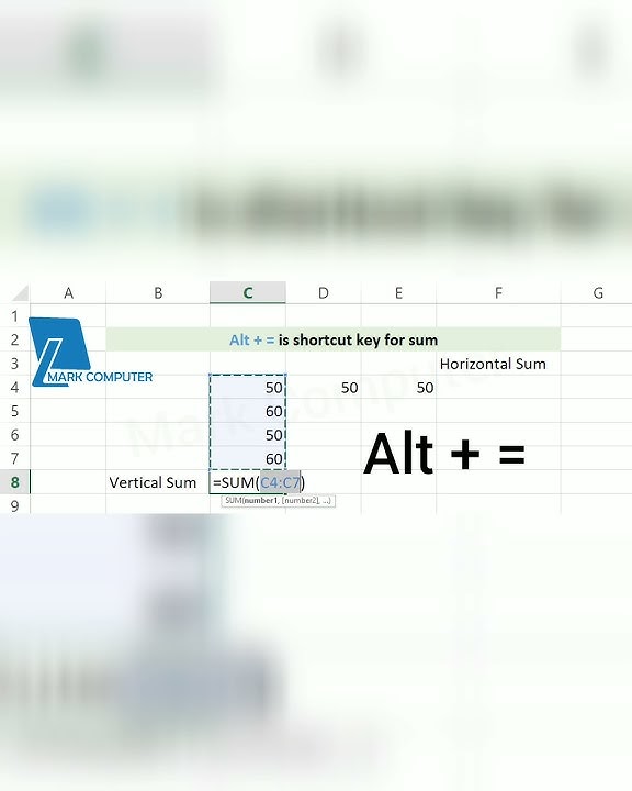 "Alt + =" Excel Shortcut for Sum. - YouTube