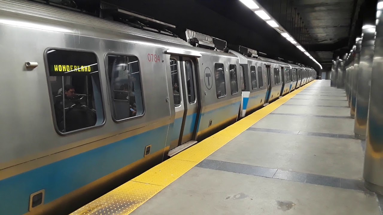 Boston MBTA Blue Line train departing Maverick Station ( Dec 11, 2019 ...