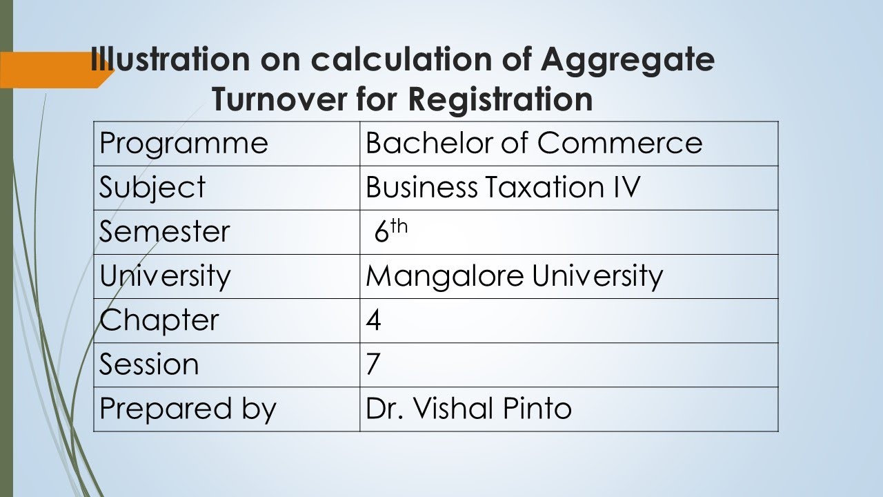 GST- Chpt 4: Session 7: Calculation of Aggregate Turnover - YouTube