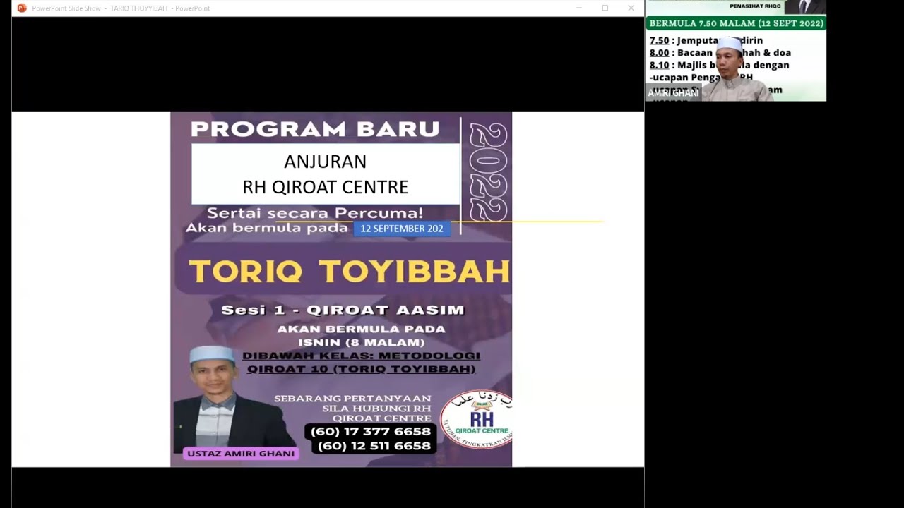 Toriq Toyyibah Qiroat Aasim - Sesi 1 12/9/2022 - YouTube