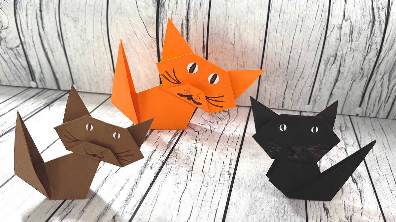 🐱 Super Easy Origami Cat: Fun Paper Craft for Kids/Orange Cat for ...