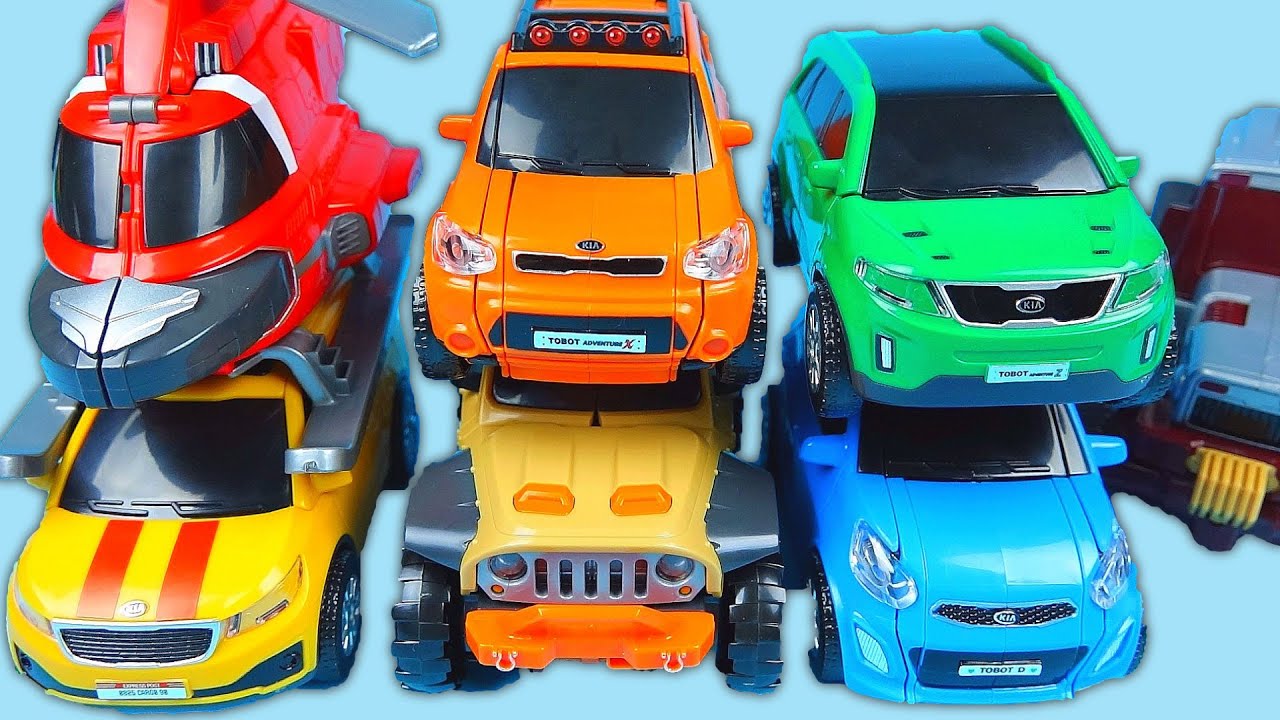 TOBOT cars 또봇 기가세븐7 Giga 7 transformers car toys - YouTube