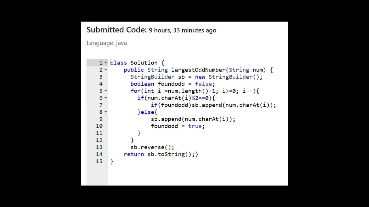 1903 Largest Odd Number In String Youtube