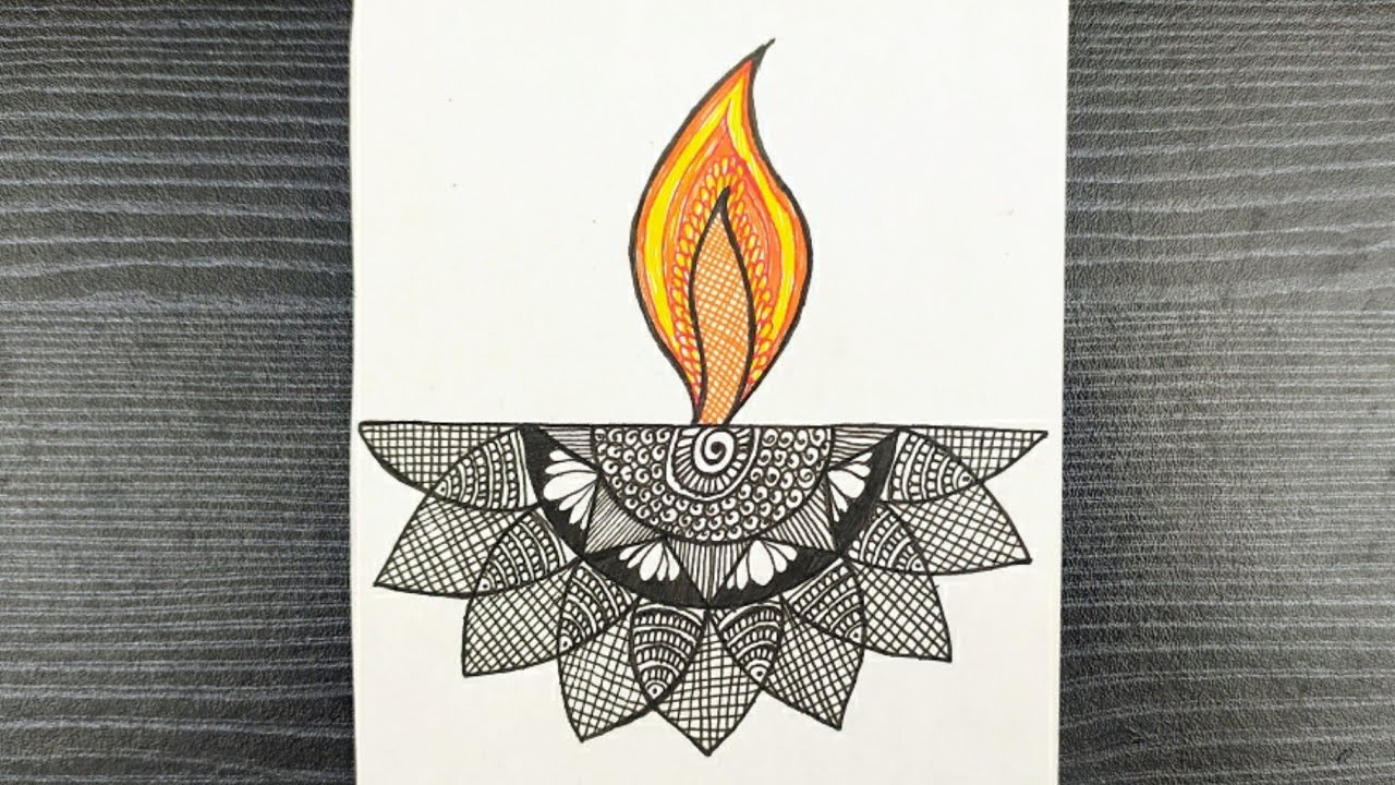 Diwali Doodle Art || Diya Doodle Art || How To Draw Diya Drawing Easy ...