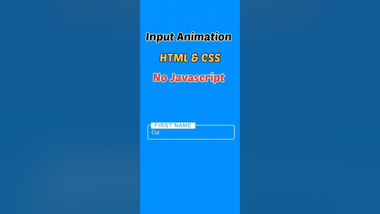 Input Animation Html And Css No Javascript Programming Shots Webdeveloper Coding Youtube