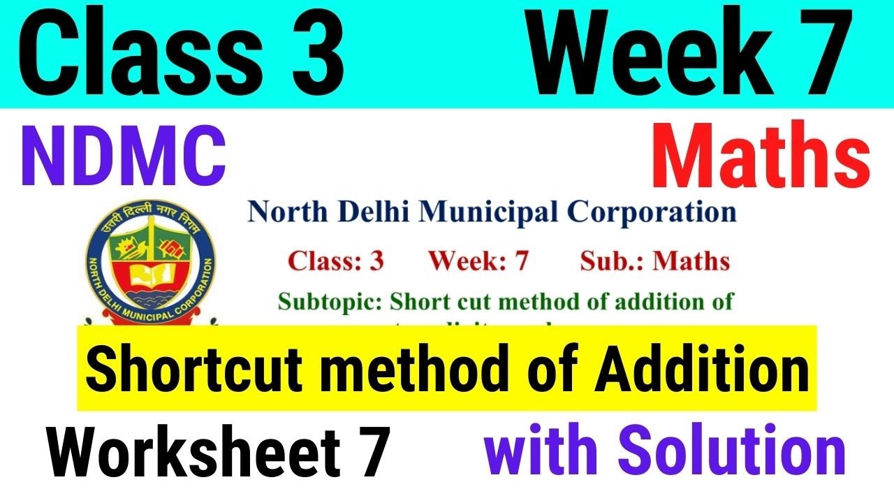 NDMC Class 3 Maths Week 7 Worksheet 7 (13/7/21) || worksheet 7 class ...