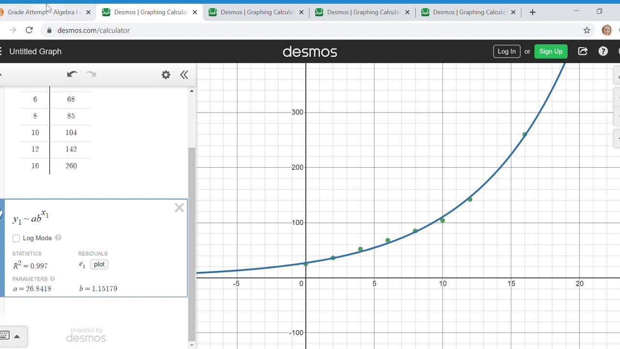 Unit 6 Desmos Calculator for linear, quad, exp - YouTube