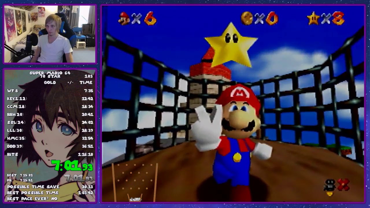 Super Mario 64 Speedrun 70 Star 1 05 56 Youtube