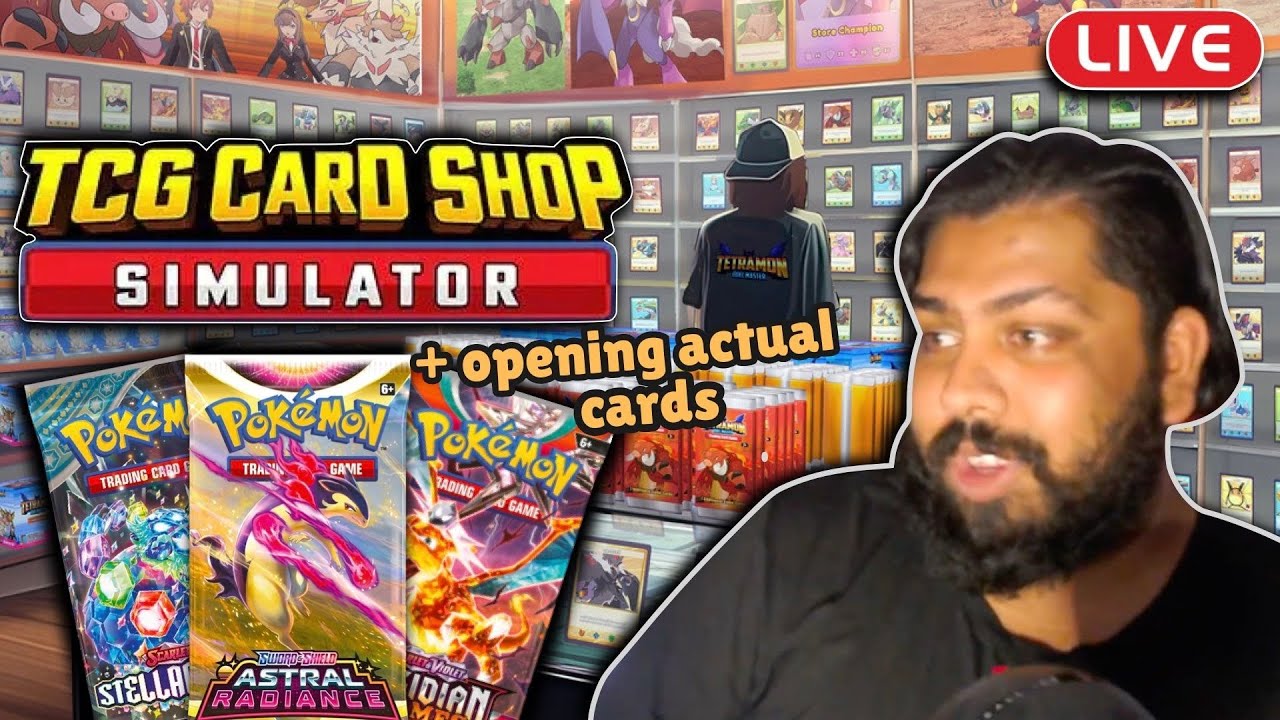 🔴 TCG Card Shop Sim || Playing The Update + Opening ACTUAL Pokémon TCG ...