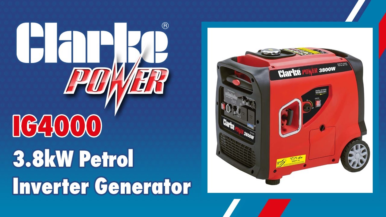 Clarke IG4000 3.8kW Petrol Inverter Generator - 8877130 - YouTube