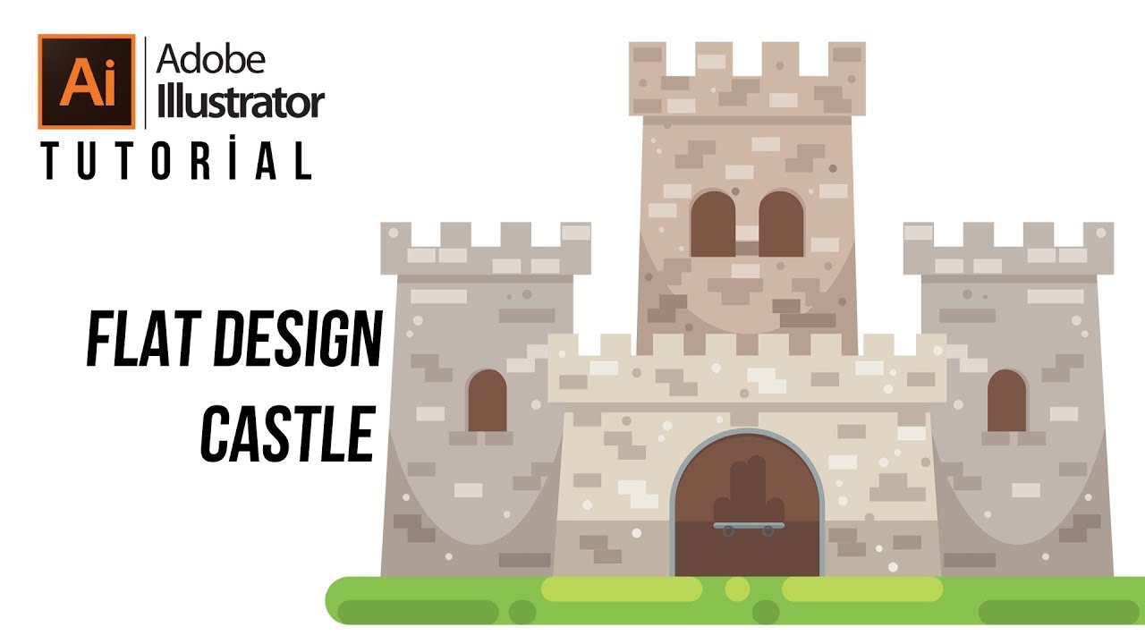 Flat Design Castle in Adobe Illustrator Tutorial - YouTube