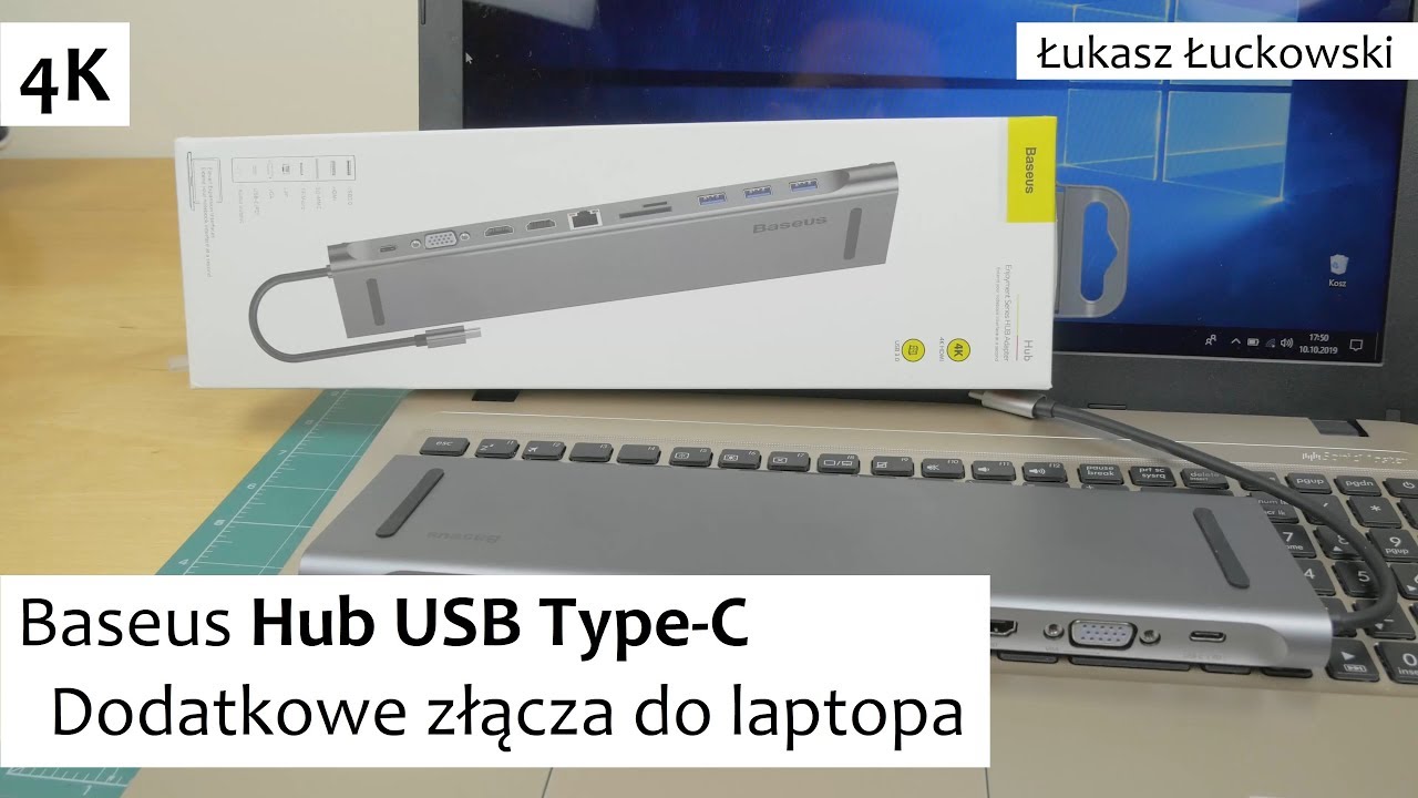 Baseus Hub USB Type-C Dodatkowe złącza do laptopa | Rzut Oka - YouTube