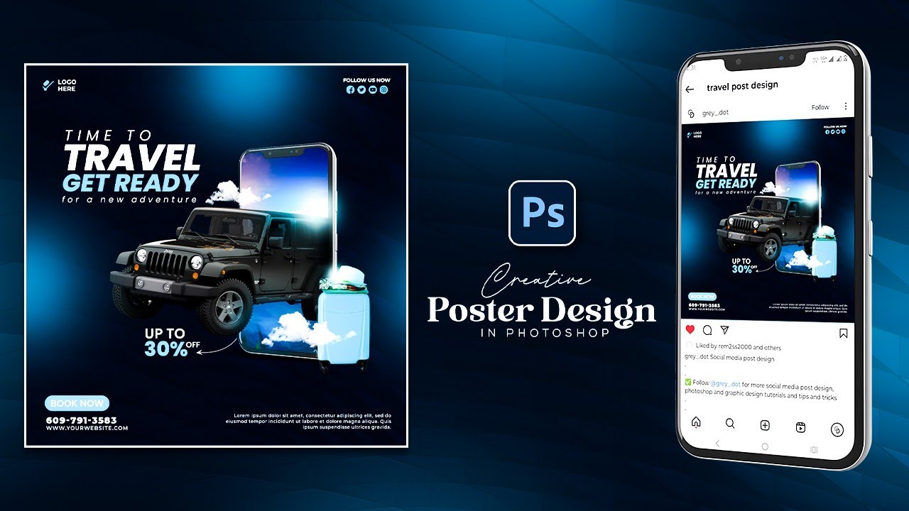 Social Media Post Design Tutorial | Facebook, Instagram Post Design ...