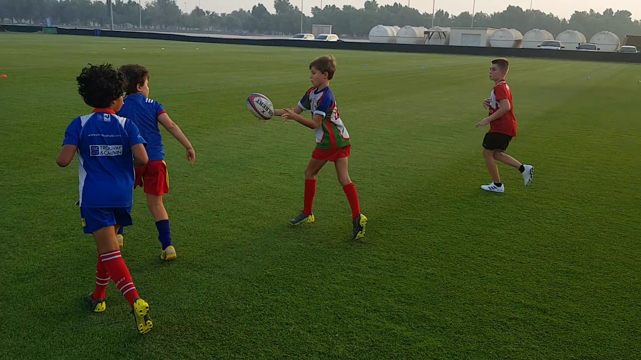 Rugby école exercice courses et passes organisés 1 - YouTube