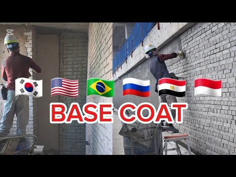 🇰🇷 🇺🇸 🇧🇷 🇷🇺 🇪🇬 🇮🇩 BASE COAT PLASTERING | ONE SHOT NO EDITBrick Block ...