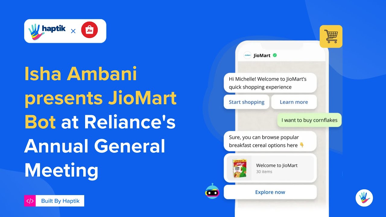 Isha Ambani presents JioMart Bot at Reliance's Annual General Meeting - YouTube